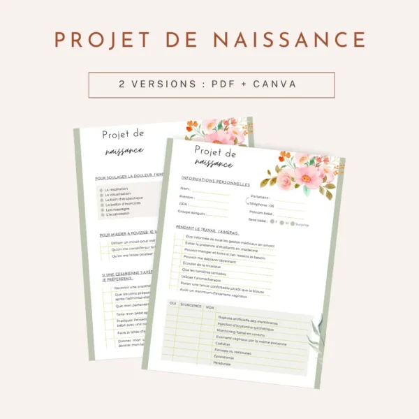 Projet de naissance personnalisable | L'Embrasse Coeur